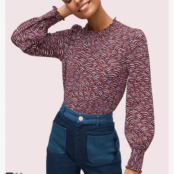 kate spade | Tops | New Kate Spade Party Bubbles Long Sleeve Blouse In ...